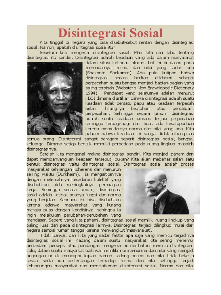 Disintegrasi Sosial | PDF