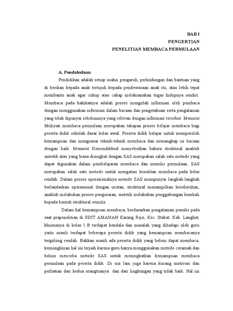 Peningkatan Membaca dengan Metode SAS | PDF