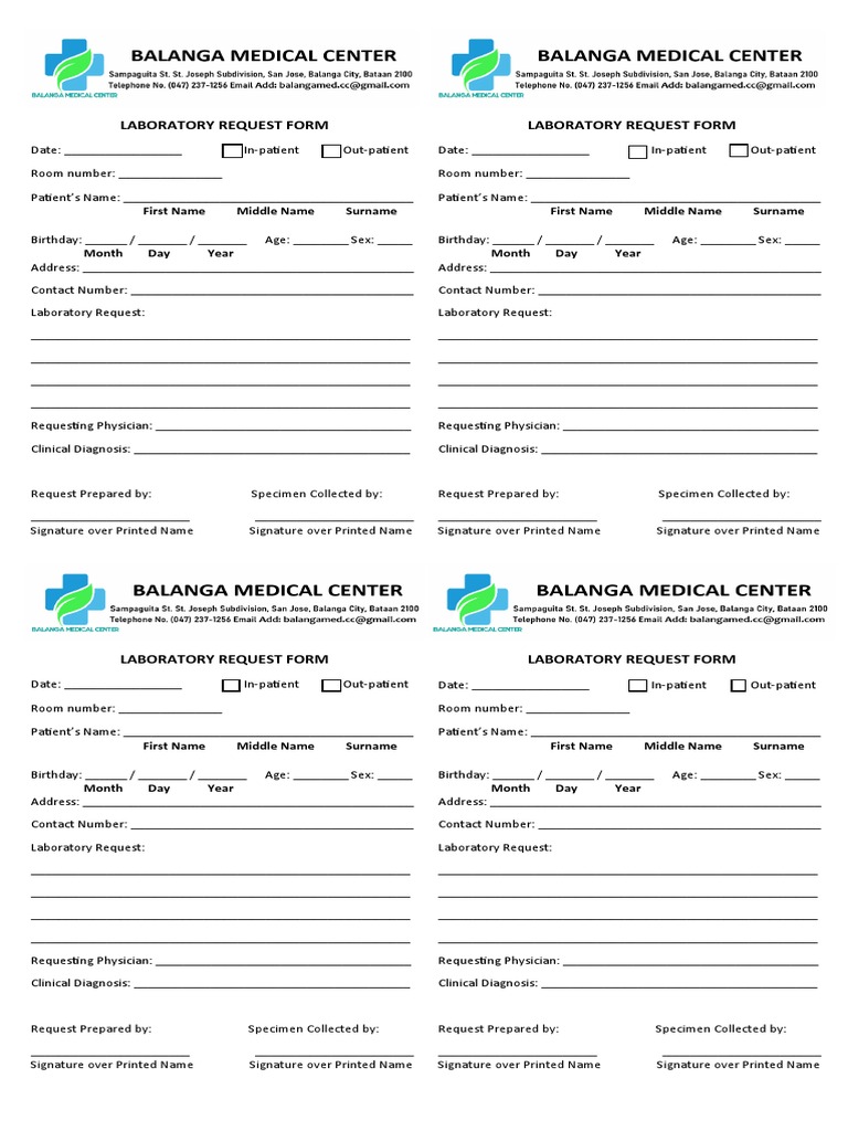 Laboratory Request Form Laboratory Request Form | PDF | Patient ...