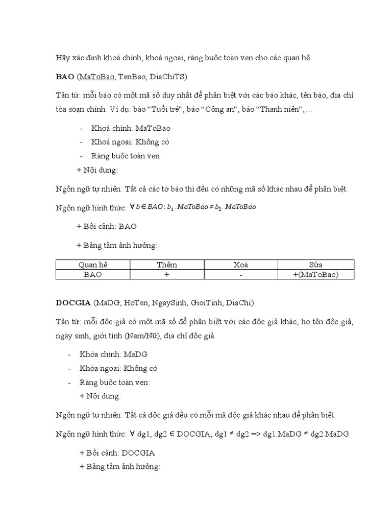 Bài tập Database | PDF