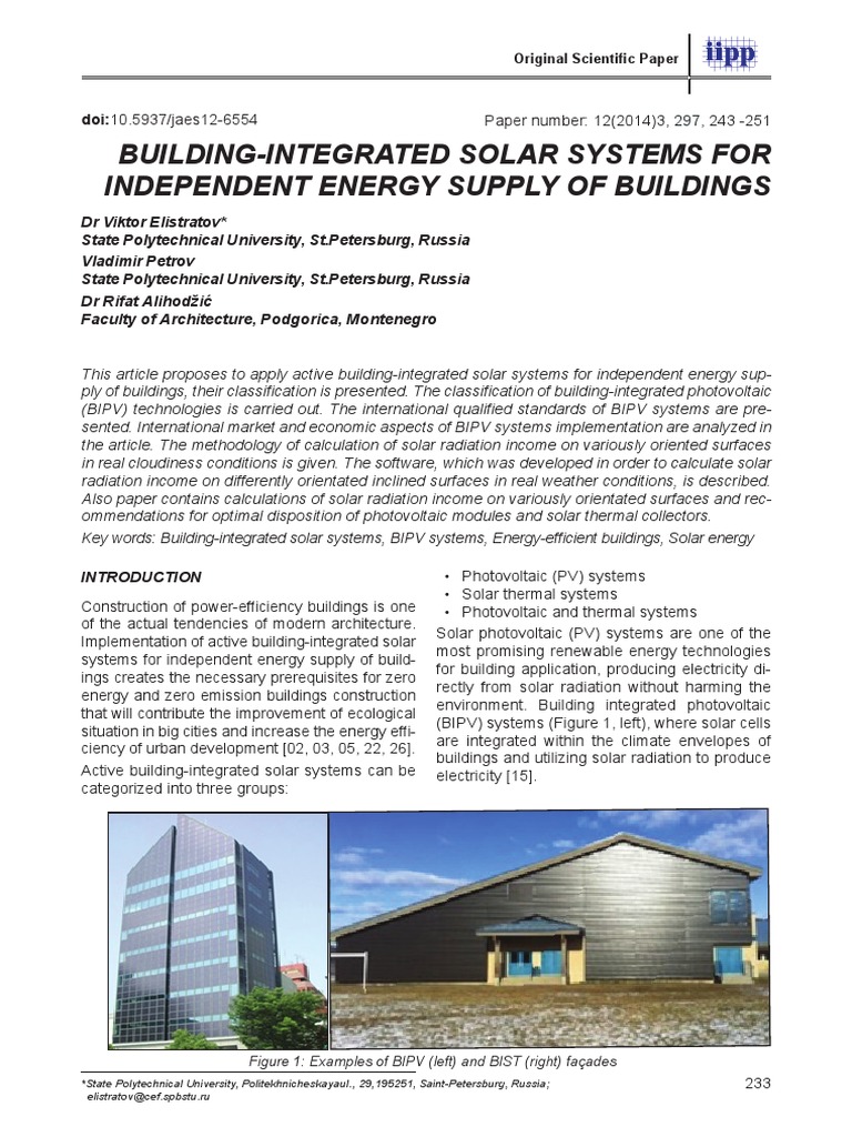 Building-Integrated Solar Systems For Independent Energy Supply of Buildings | Descargar gratis ...