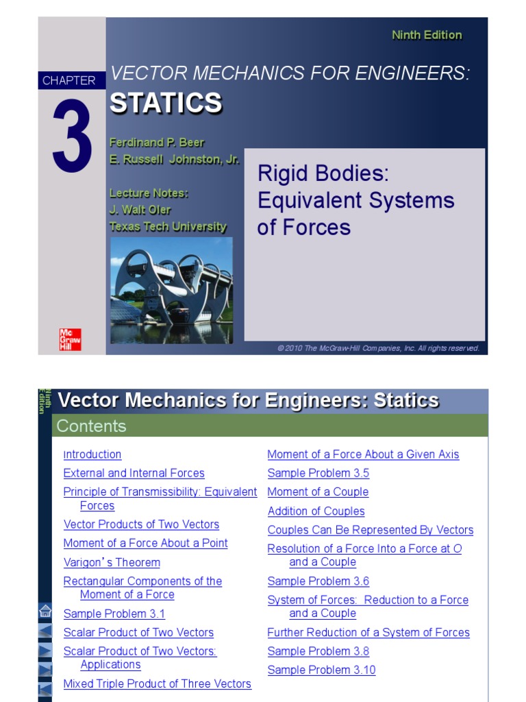 Statics: Rigid Bodies: Equivalent Systems of Forces | PDF | Force ...