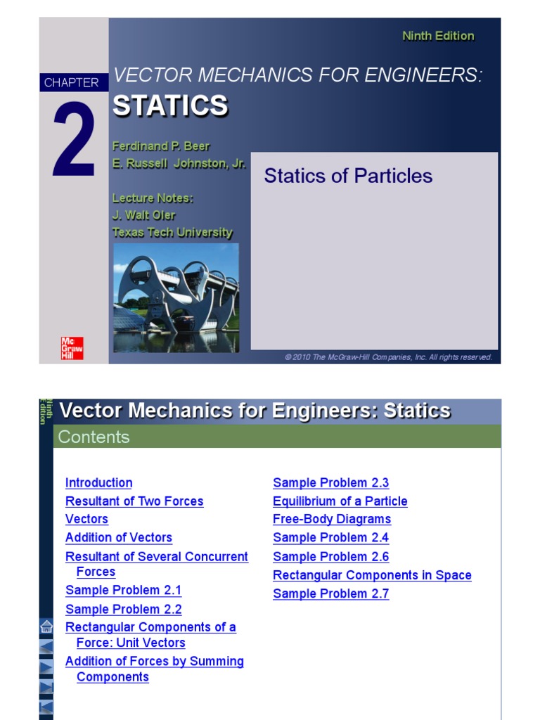 Statics: Vector Mechanics For Engineers | PDF | Euclidean Vector | Force