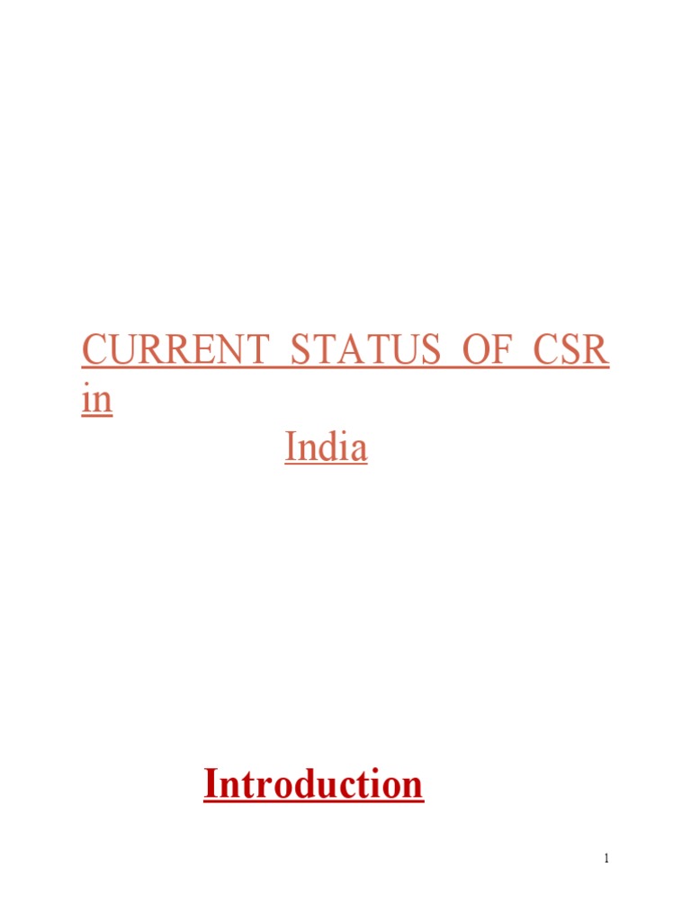 Current Status of CSR in - Docx2 | PDF | Corporate Social ...
