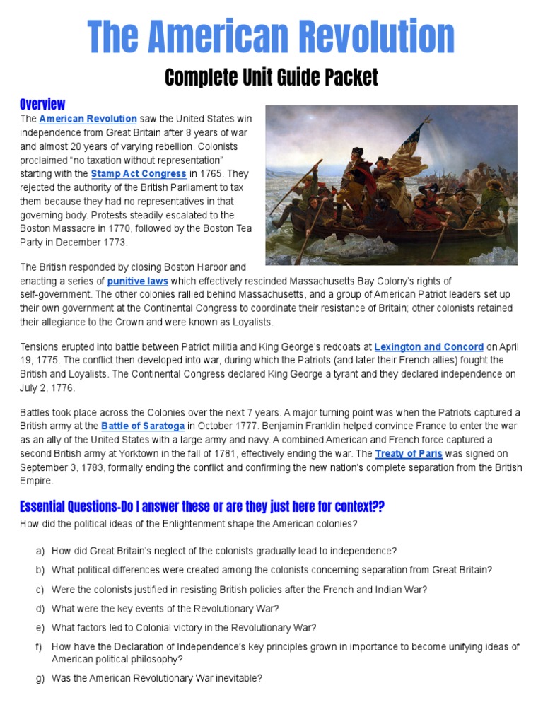 Digital Revolutionary War Packet | PDF | American Revolution | American ...