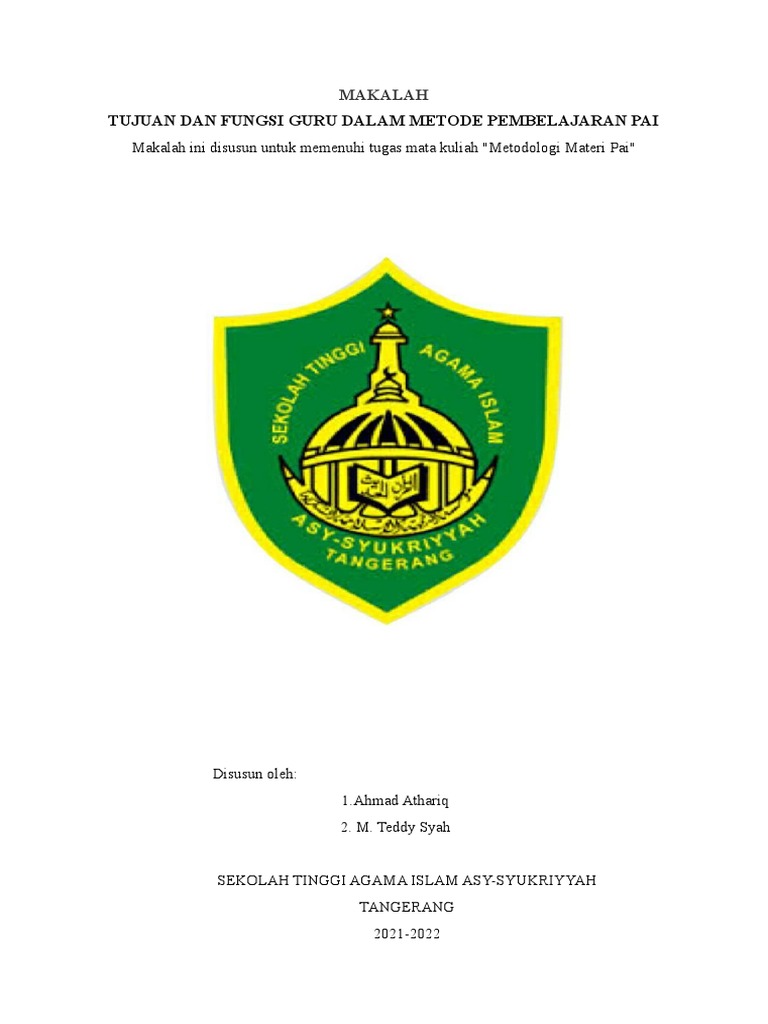 Tujuan Dan Peran Guru Dalam Metode Pembelajaran PAI 2.. | PDF | Karier ...