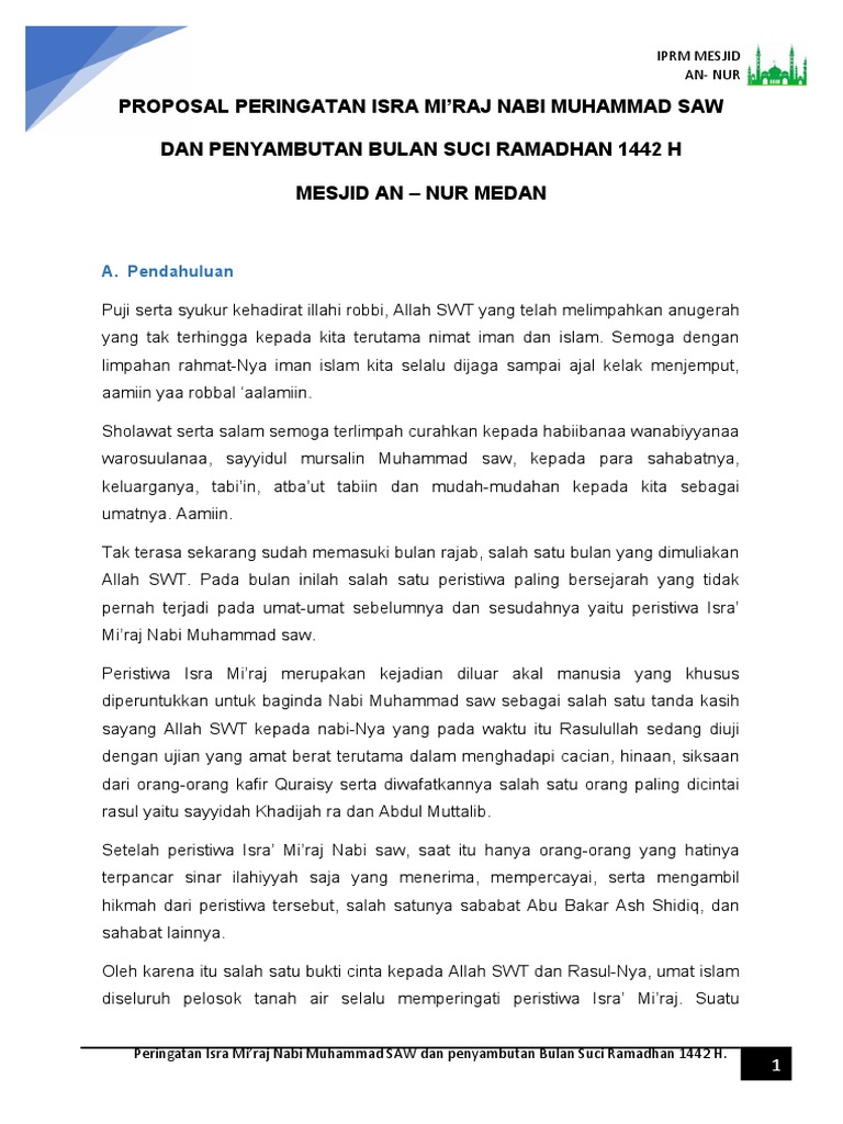Proposal Isra Mi'raj | PDF