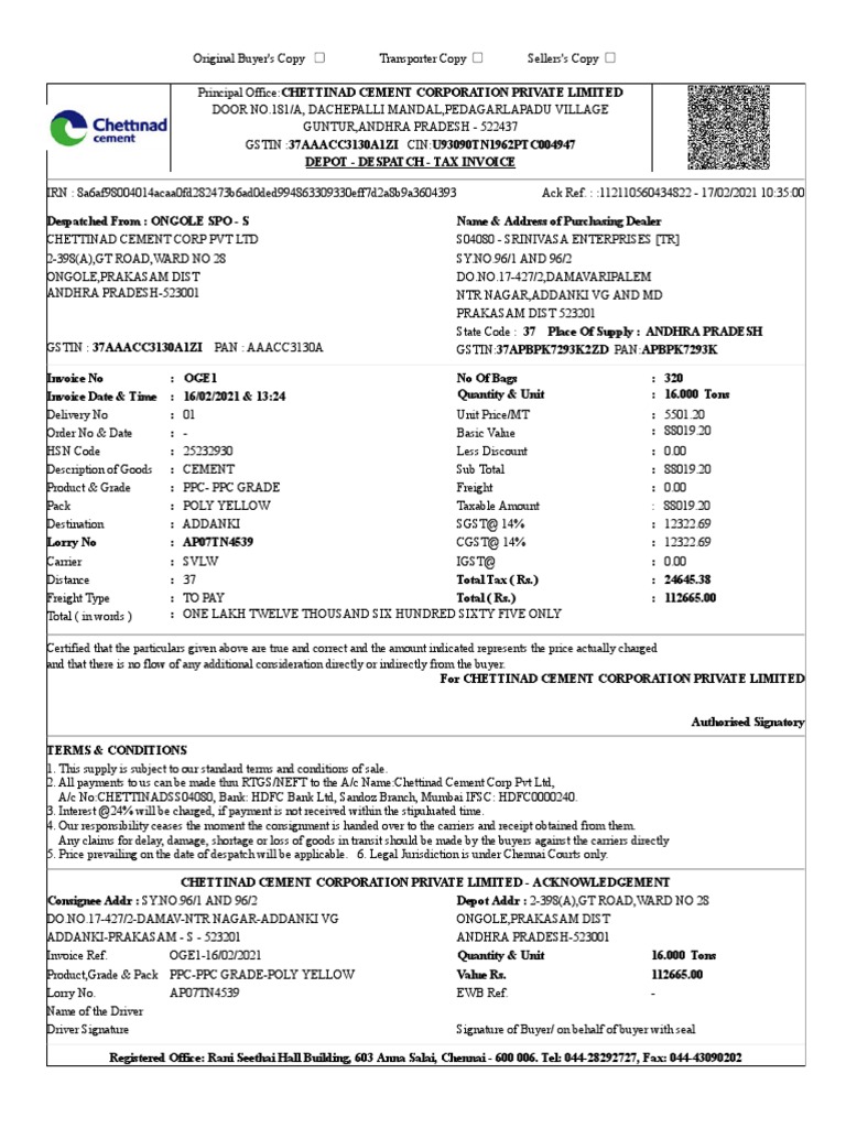 Cement Invoice Title | PDF | Trade | Economies