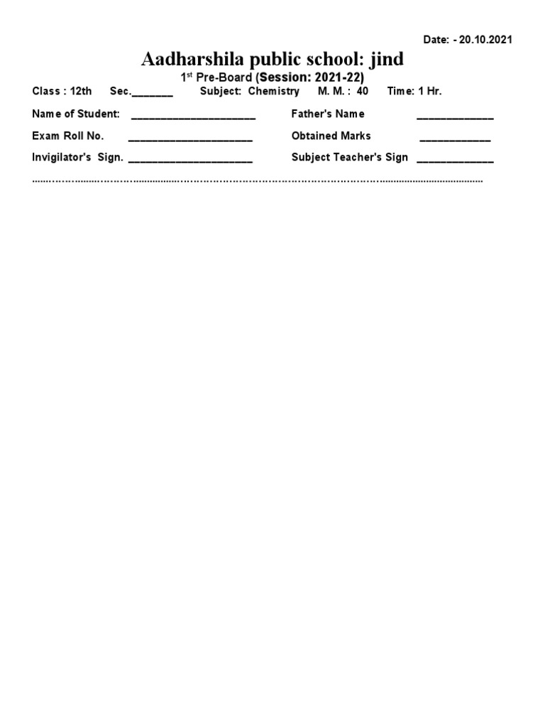 Format of Exam Paper | PDF