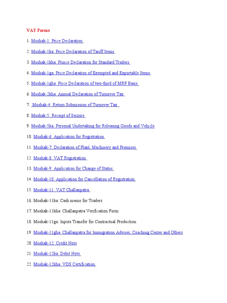 VAT Forms | PDF