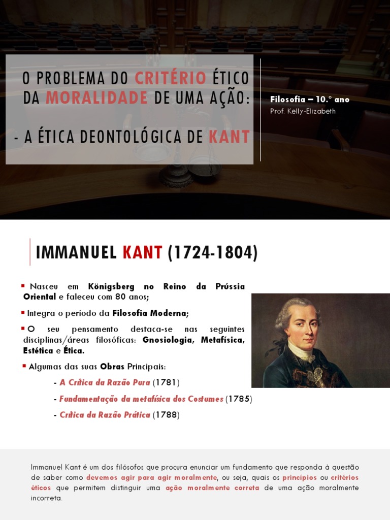 II. A Ética Deontológica de Immanuel Kant | PDF | Moralidade | Immanuel ...