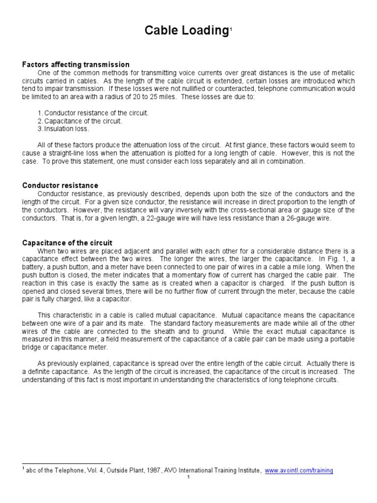 Cable Loading: Factors Affecting Transmission | PDF | Electrical ...
