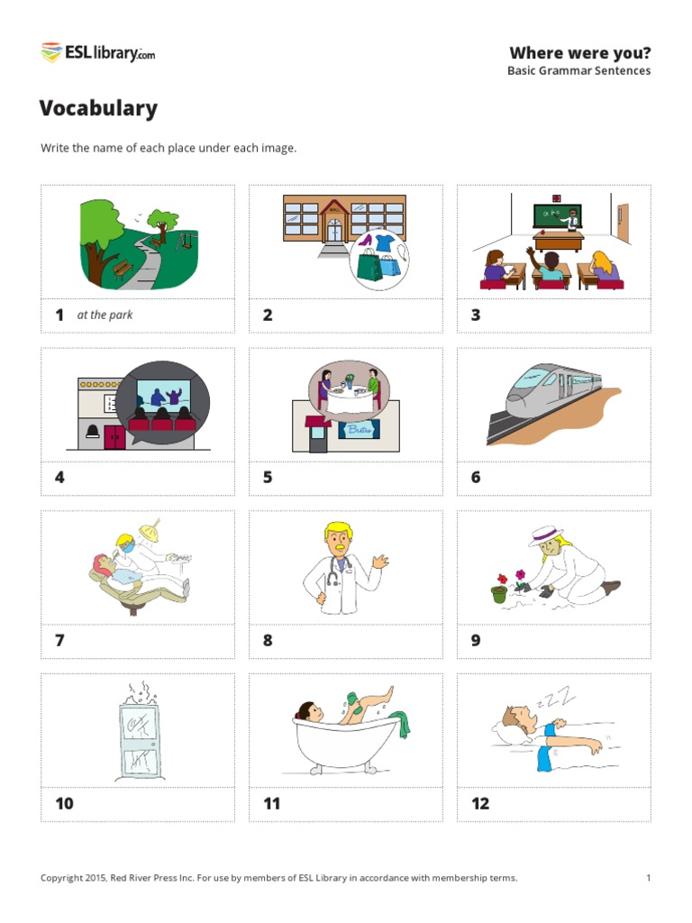 Vocabulary: Where Were You? | PDF | English As A Second Or Foreign ...