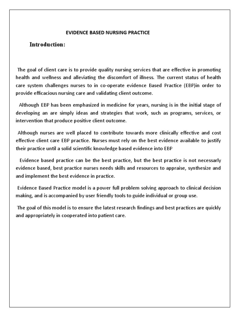 Evidence Based Practice | PDF | Evidence Based Medicine | Evidence ...