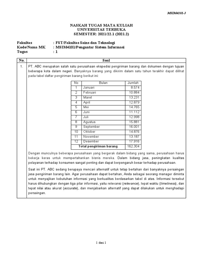Soal Msim4101 tmk1 3 | PDF