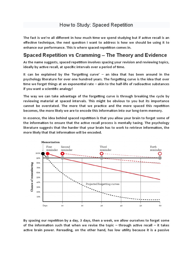 Spaced Repetition | PDF | Recall (Memory) | Spreadsheet