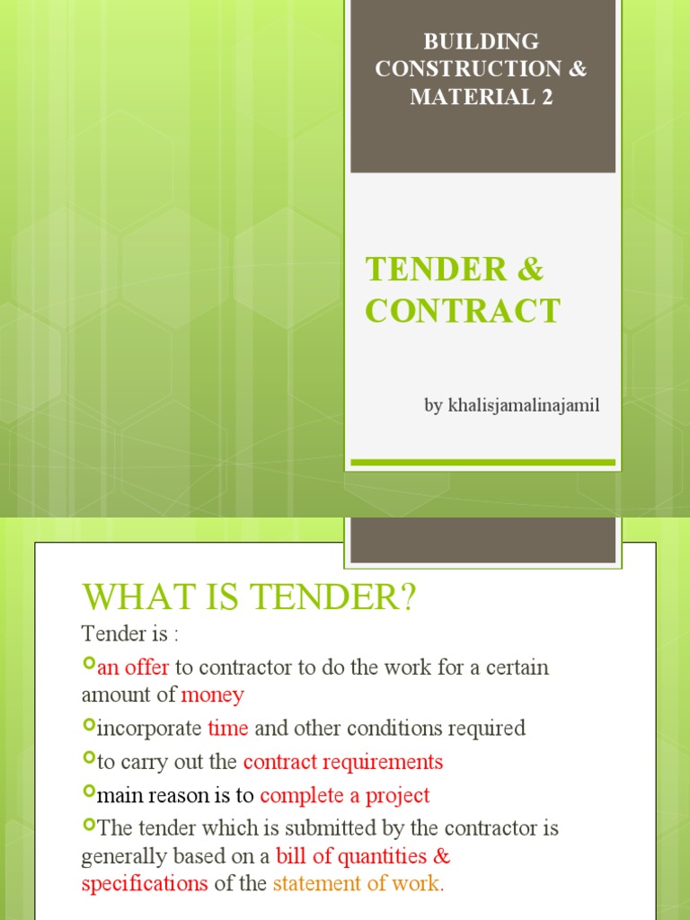 Lect 2 Tender and Contract | PDF | Business | Economies