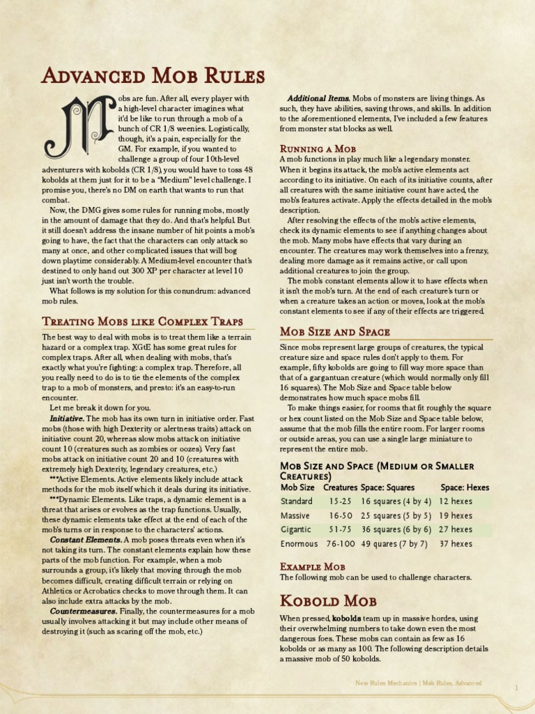 DMDave - Advanced Mob Rules | Download Free PDF | Role Playing Games