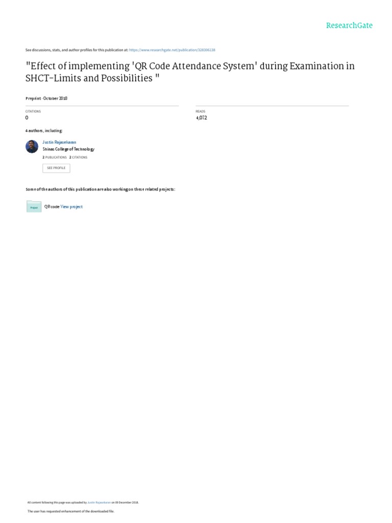 Effect of Implementing 'QR Code Attendance System' During Examination ...