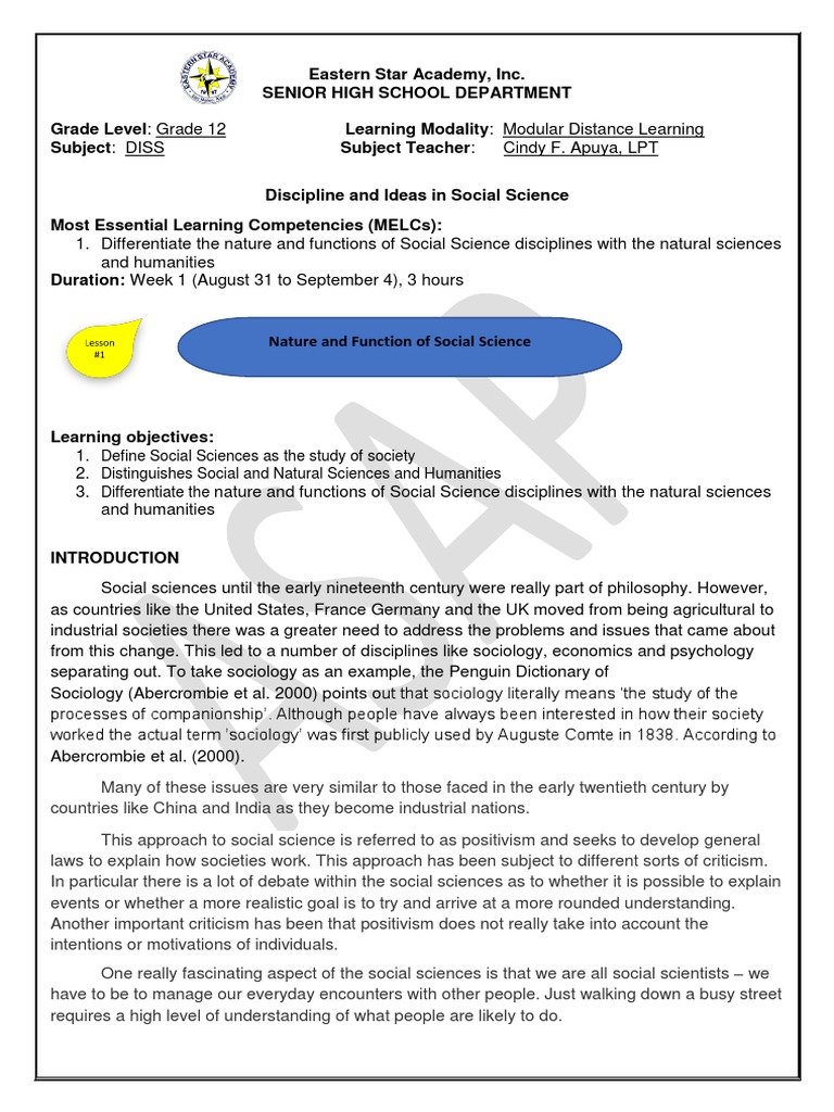 Diss Module #1 | PDF | Social Sciences | Science Diss Module #1 | PDF | Social Sciences | Science
