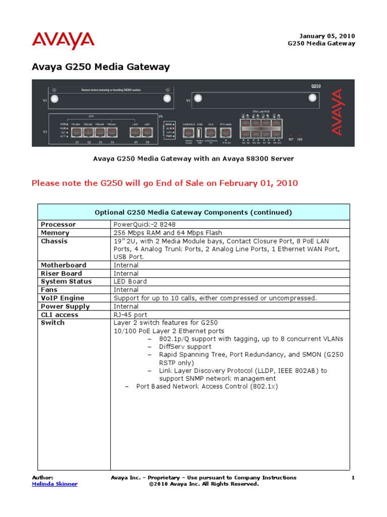 Avaya G250 Media Gateway With An Avaya S8300 Server | PDF | Computer ...