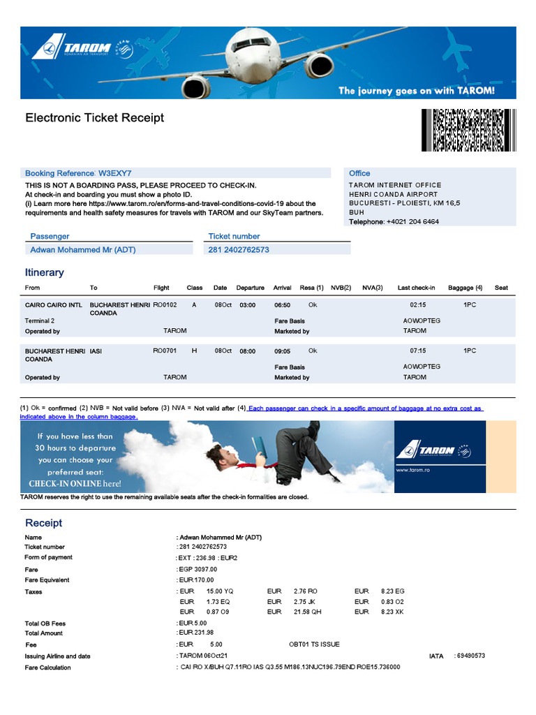 Your Electronic Ticket Receipt | PDF | Airlines