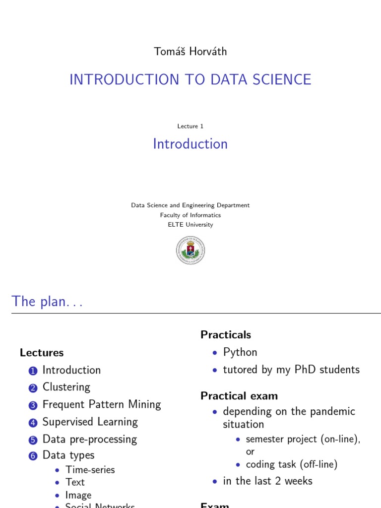 Introduction To Data Science: Tom A S Horv Ath | PDF | Artificial ...