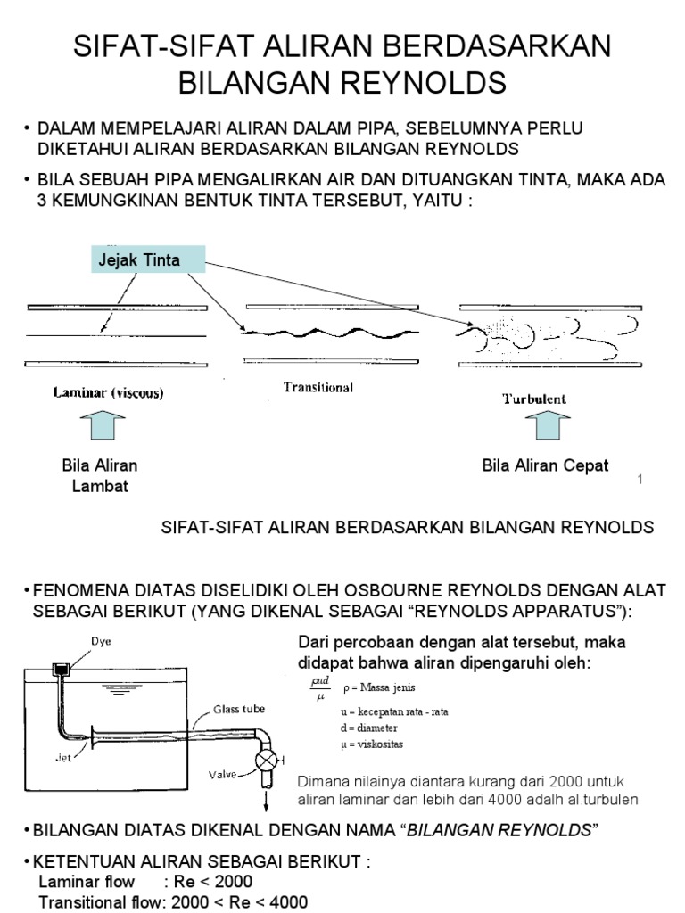 Sifat Aliran Berdasarkan Bilangan Reynolds | PDF
