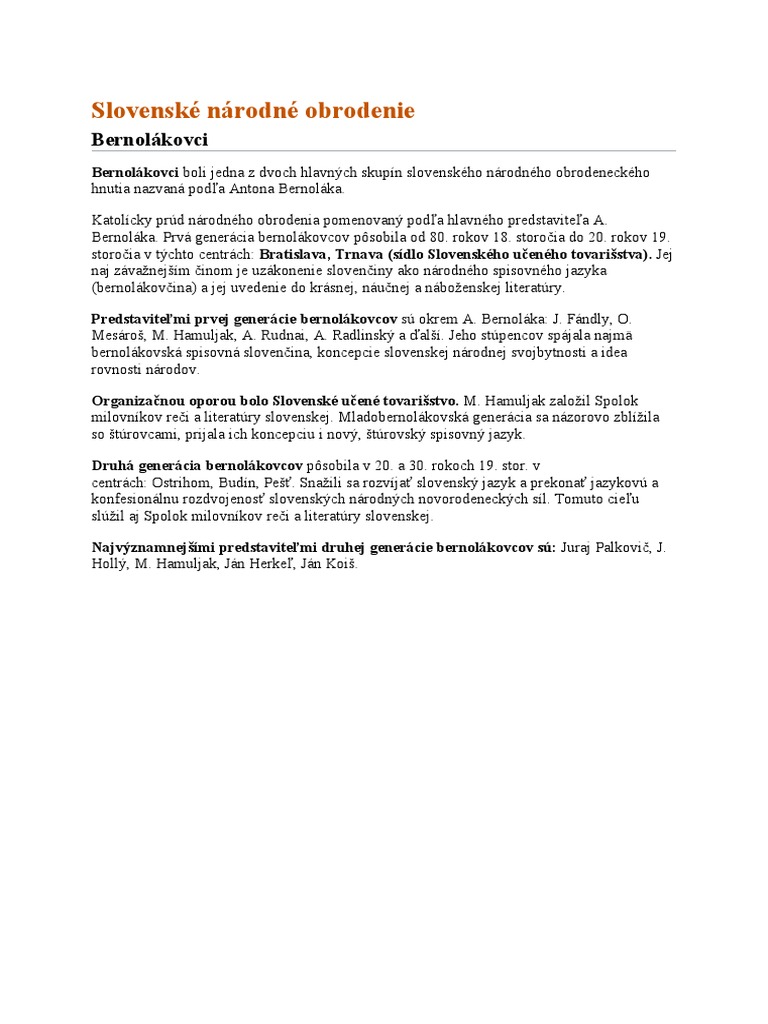 Slovenské Národné Obrodenie | PDF