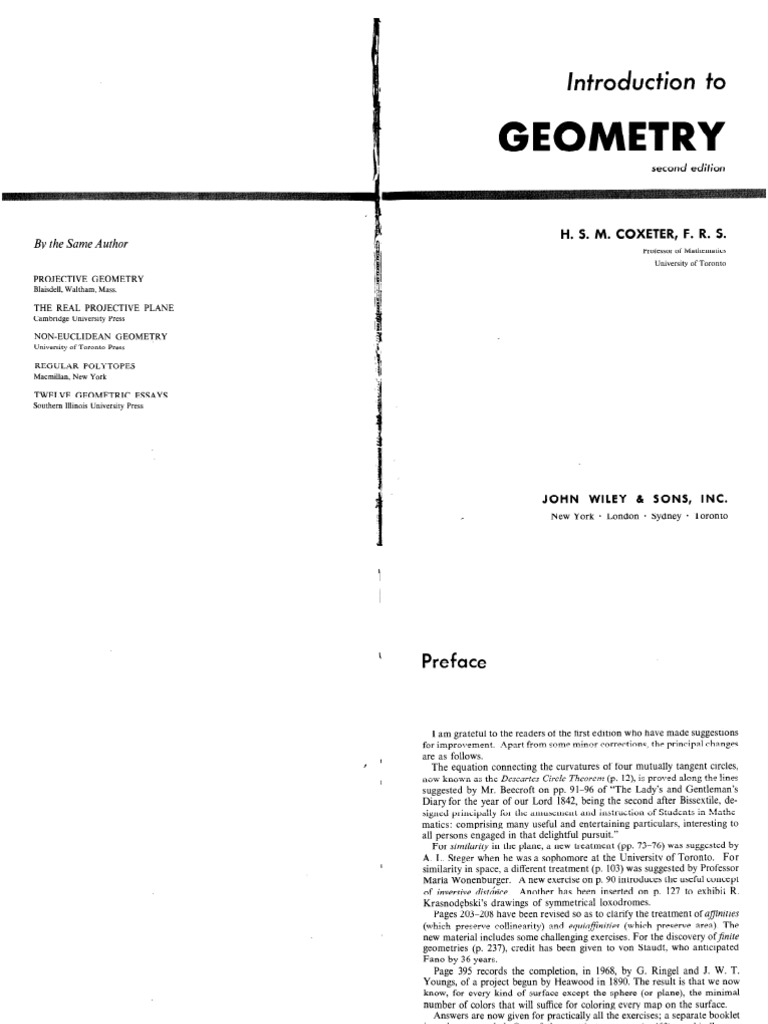 Coxeter Introduction To Geometry | PDF