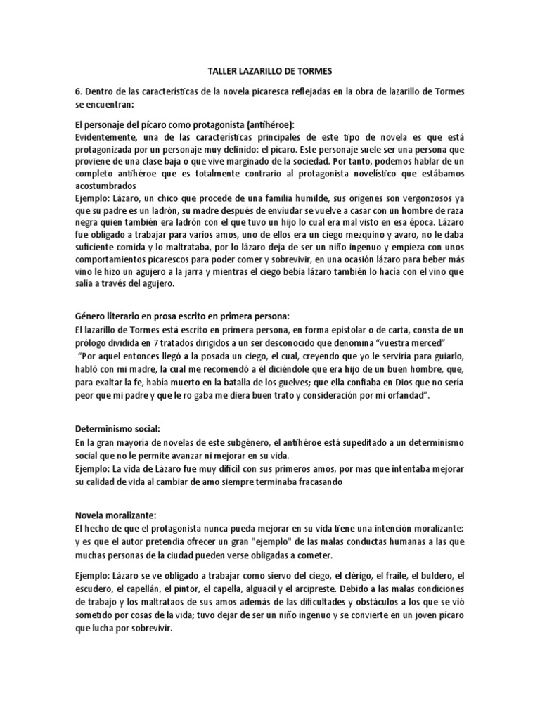 Características del Lazarillo de Tormes | PDF