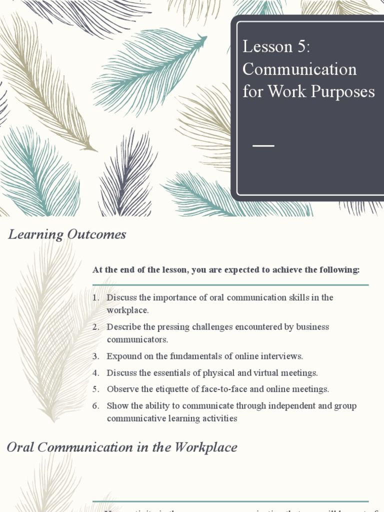 Lesson 5: Communication For Work Purposes | PDF | Résumé | Communication