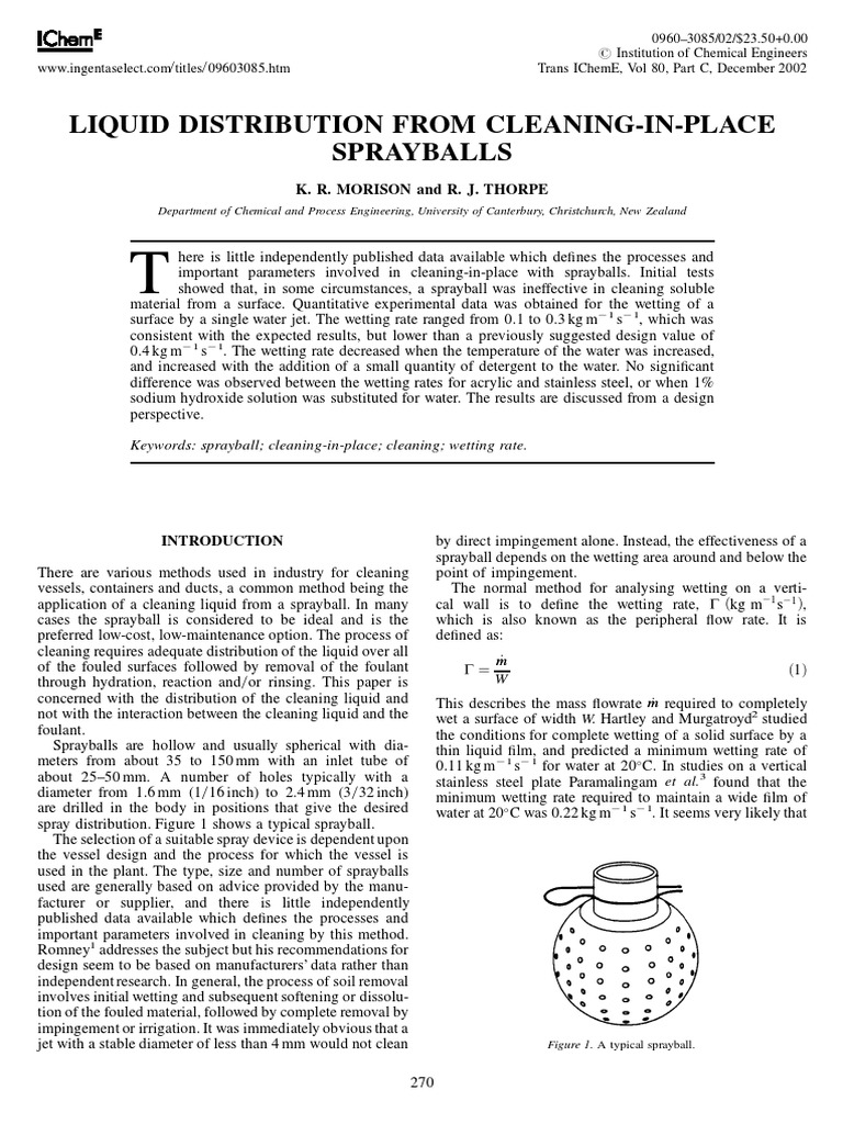 SprayBall Design - Pressure Drop - Ken Morrison Article | PDF | Wetting ...