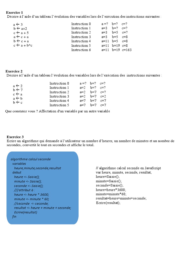 Exercice 1 | PDF | Informatique | Informatique