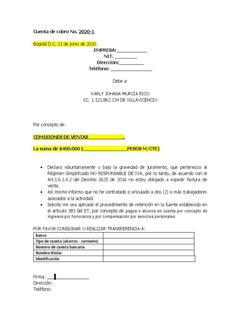 Modelo Cta Cobro | PDF