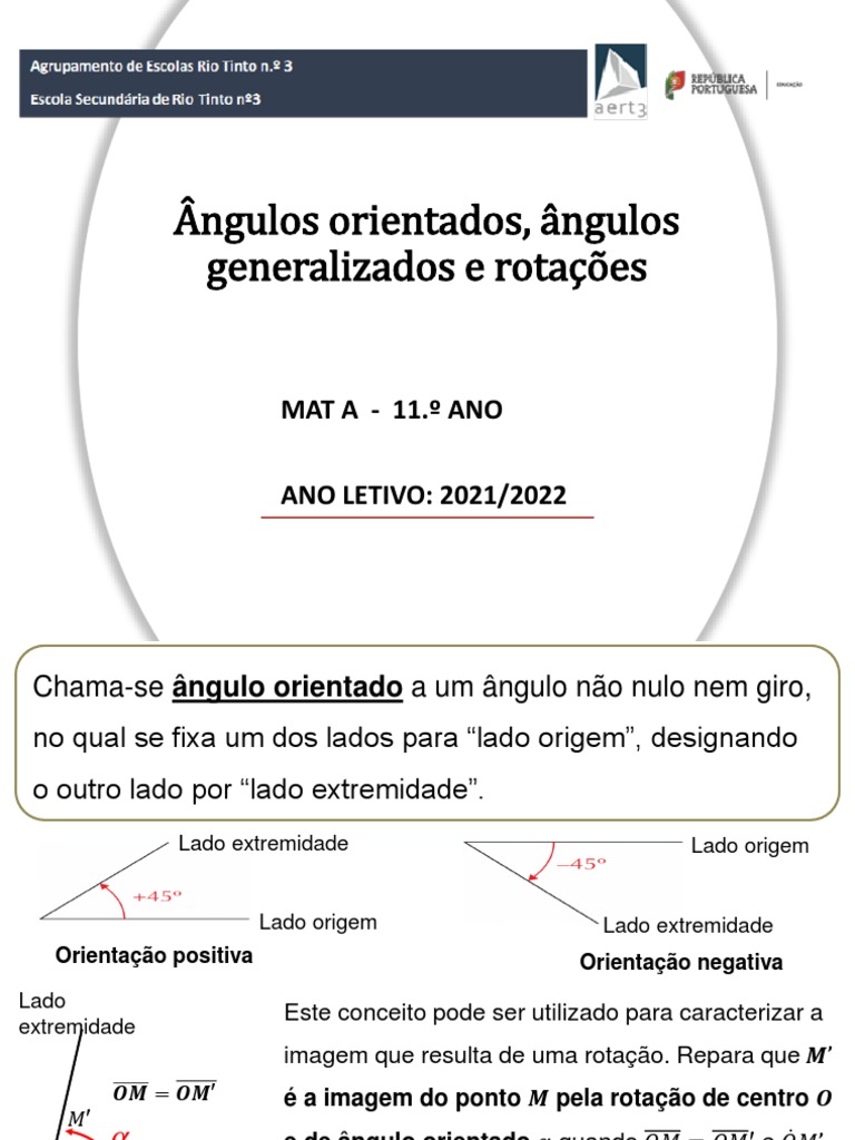 2º PPT - Ângulos Orientados, Ângulos Generalizados | PDF | Ângulo ...