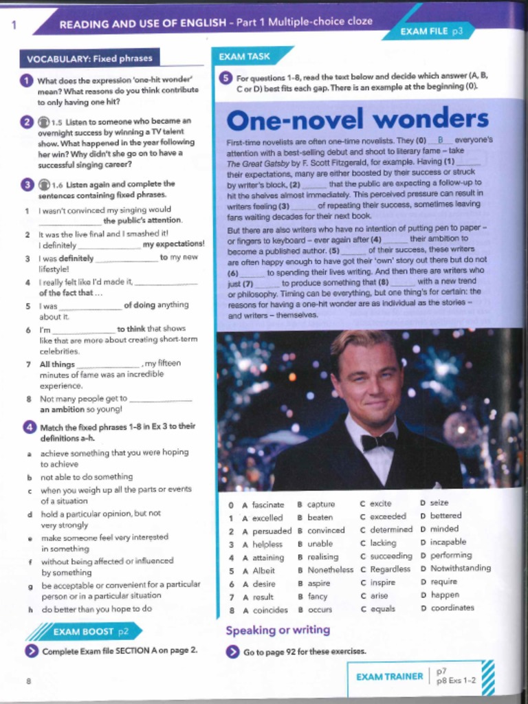 Formula C1 - Test 1 - Reading and Use of English - Parts 1 - 4 | PDF