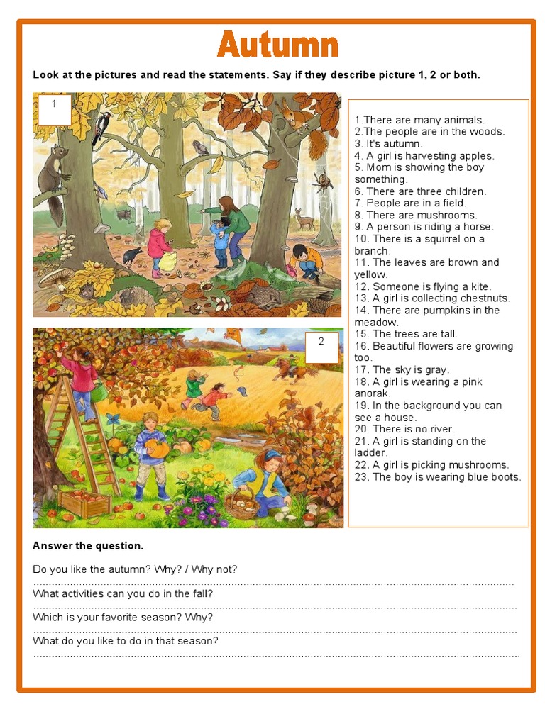 Autumn Picture Description Activity | PDF
