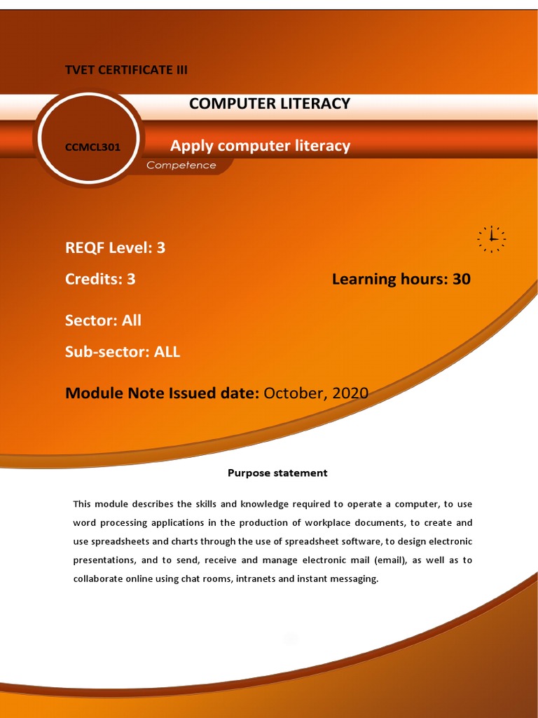 CCMCL301 Computer Literacy | PDF | Read Only Memory | Computer Memory