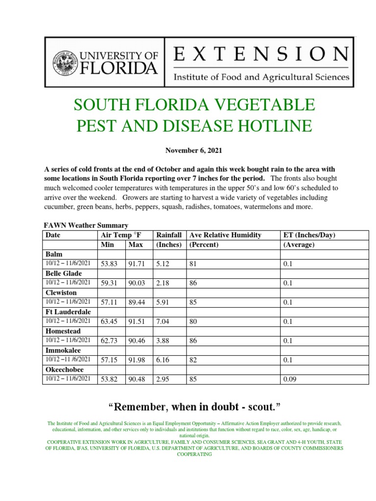 S Florida Vegetable Pest and Disease Hotline For November 6, 2021 | PDF ...