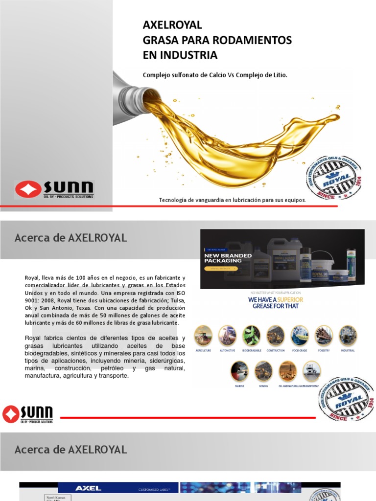 Axelroyal Grasas Multiproposito para Industria | PDF | Lubricante ...