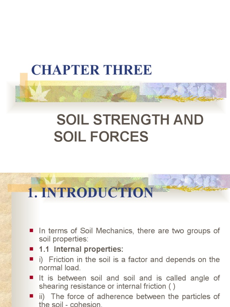 Chapter Three: Soil Strength and Soil Forces | PDF | Friction | Applied ...