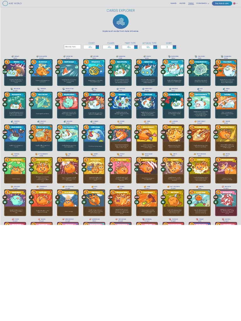 Axie World - Tools - Cards Explorer | PDF