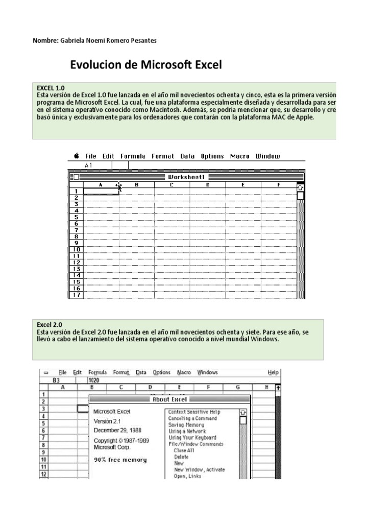 Evolucion de Microsoft Excel | PDF | Microsoft Excel | Microsoft Office