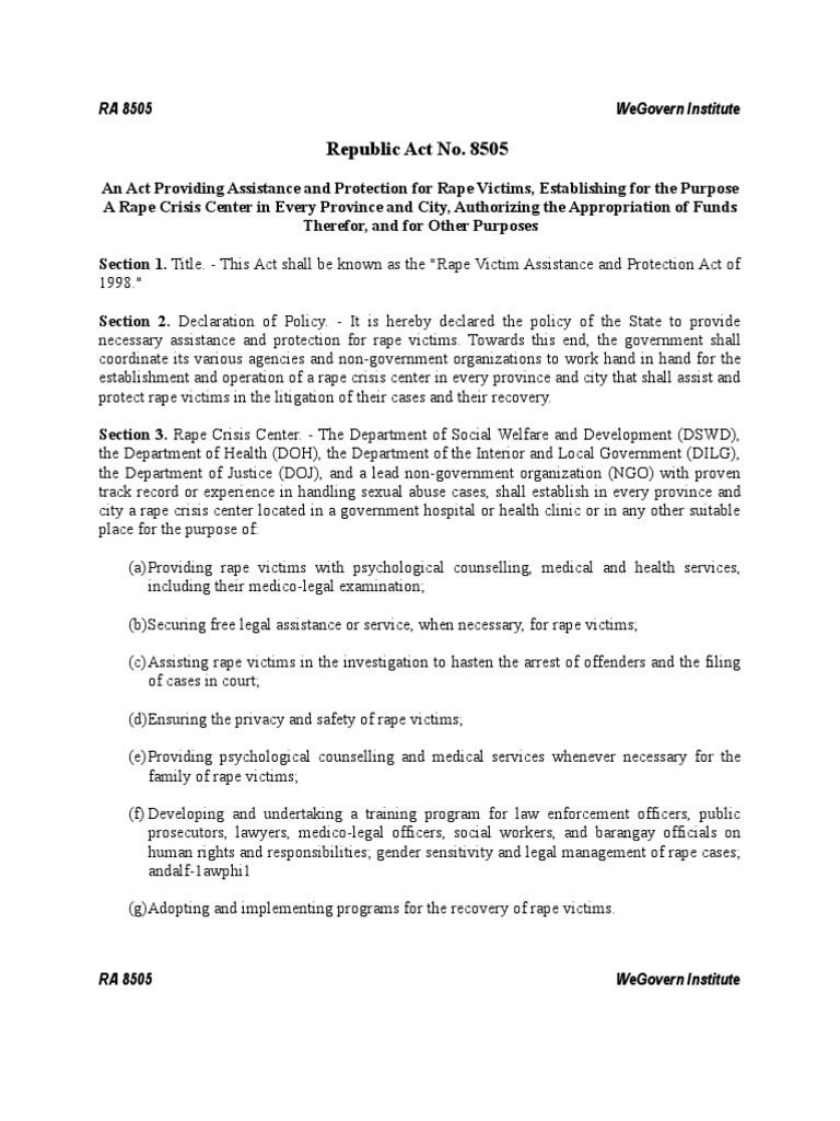 RA 8505 | Prosecutor | Police Officer