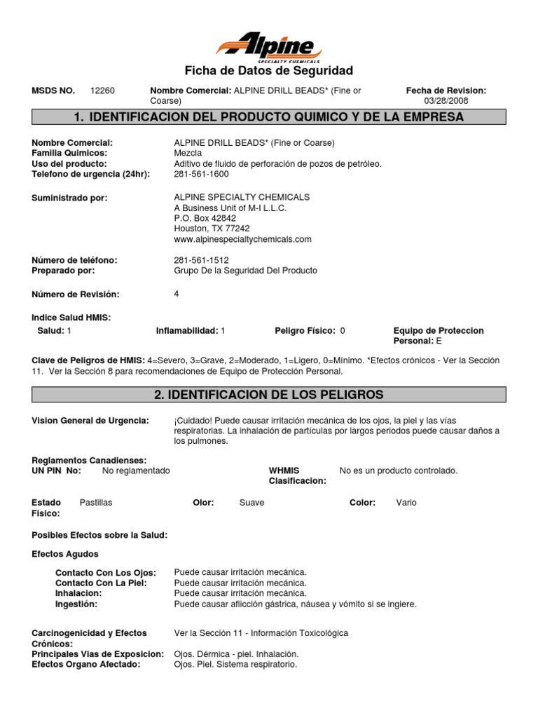 Alpine Drill Beads | PDF | Administración de Seguridad y Salud ...
