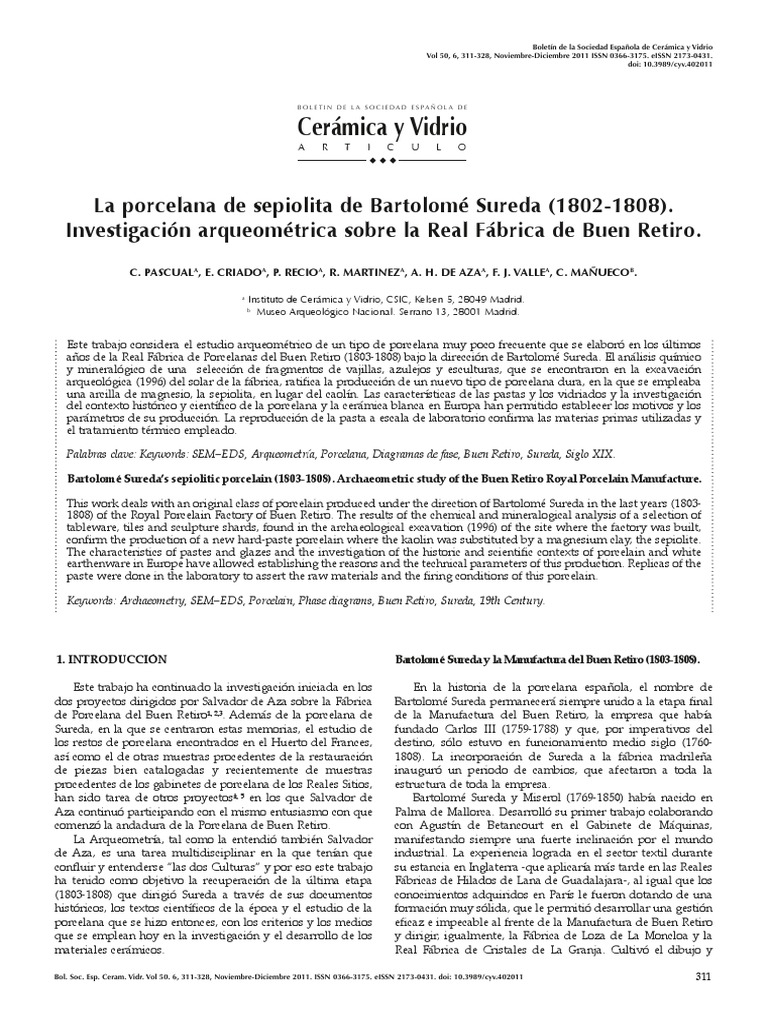 Porcelana de Sepiolita de Bartolomé Sureda | PDF | Porcelana | Cerámica