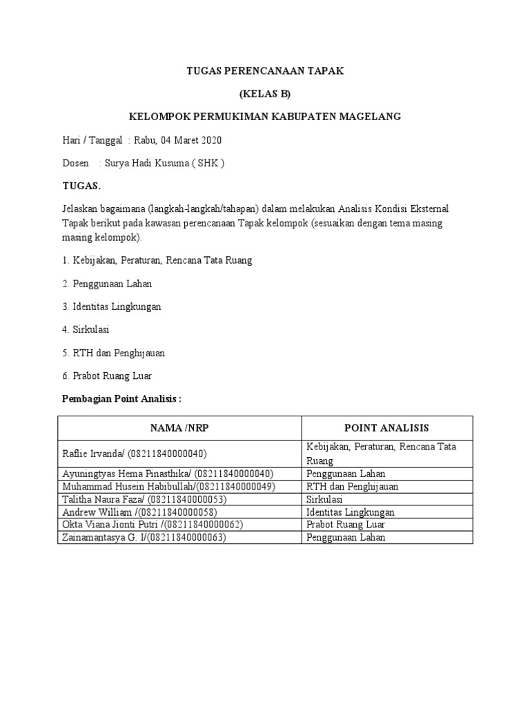 Analisis Perencanaan Tapak Villa Magelang | PDF | Sains & Matematika
