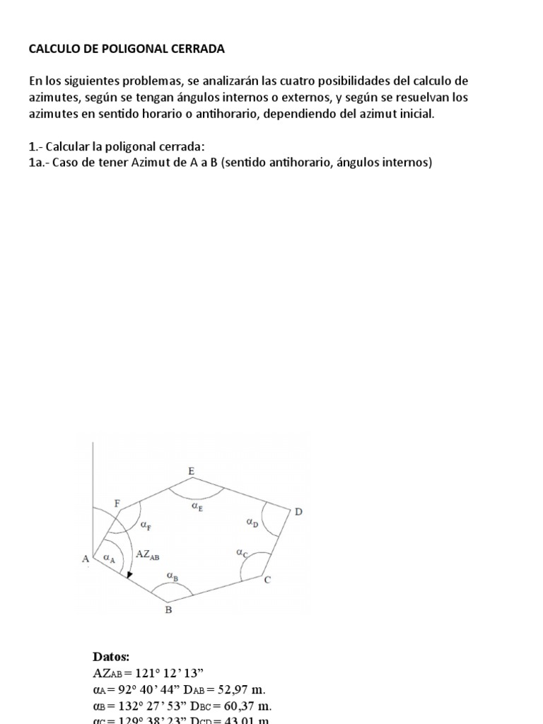 Ejercicios de Poligonal Cerrada | PDF | Navegación | Espacio