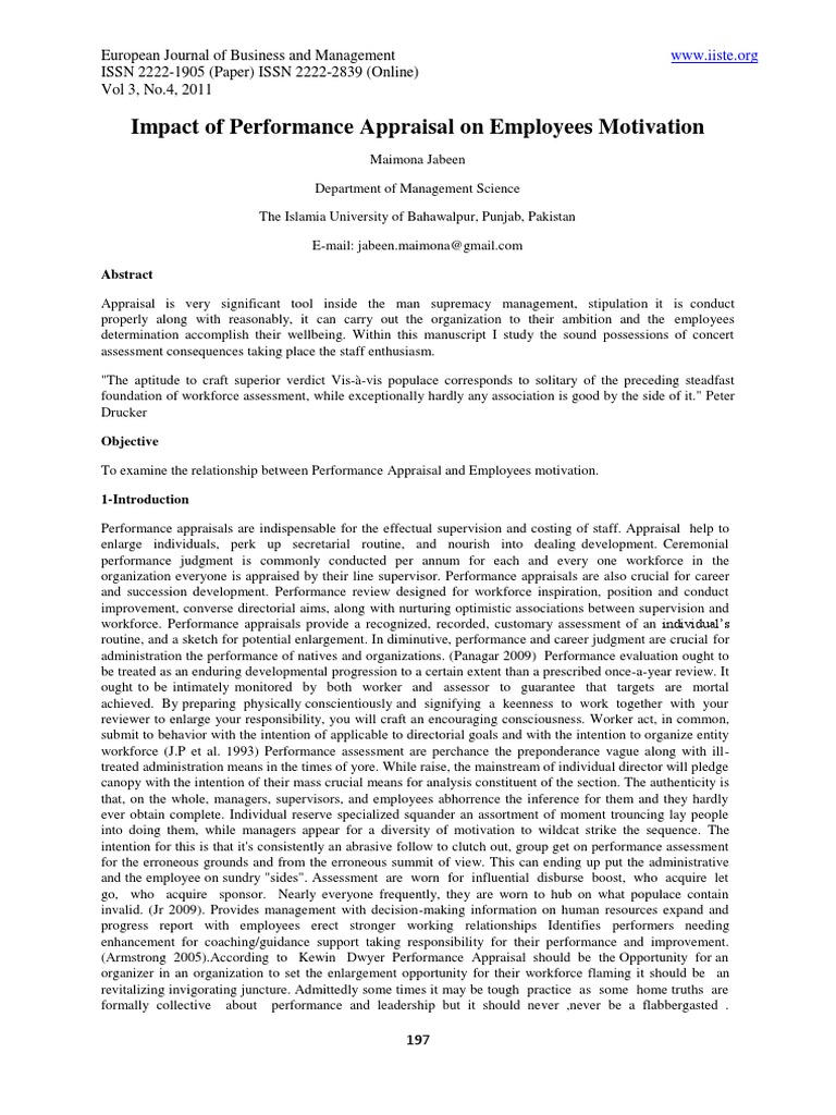 Impact of Performance Appraisal On Employees Motivation | PDF ...
